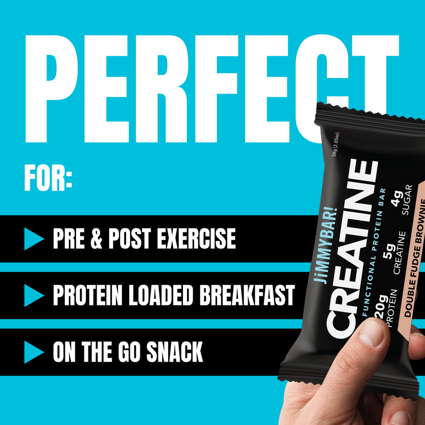 NEW Creatine Protein Bar - JiMMYBAR! Double Fudge Brownie - 20g Protein ...