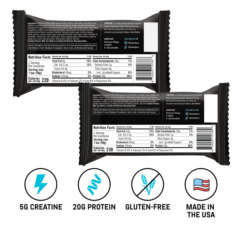 NEW JiMMYBAR! Creatine Protein Bar 20g Protein 5g Creatine 4g Sugar ...