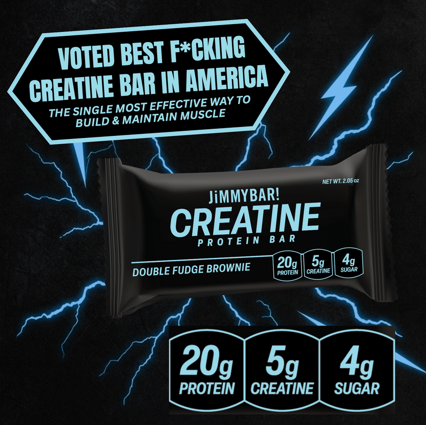 NEW JiMMYBAR! Creatine Protein Bar Double Fudge Brownie 20g Protein 5g ...